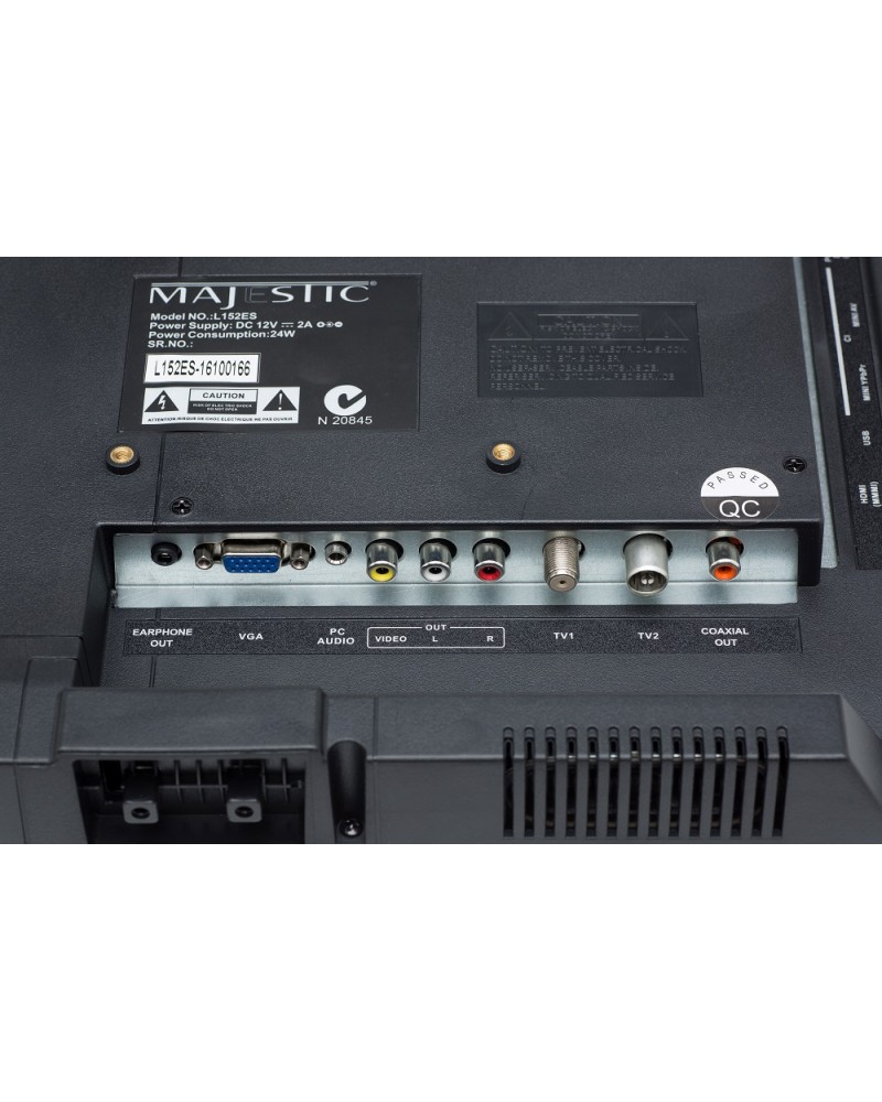 Majestic L152ES 15” LED TV 12V HD, USB, MMMI, Low Power Current Draw
